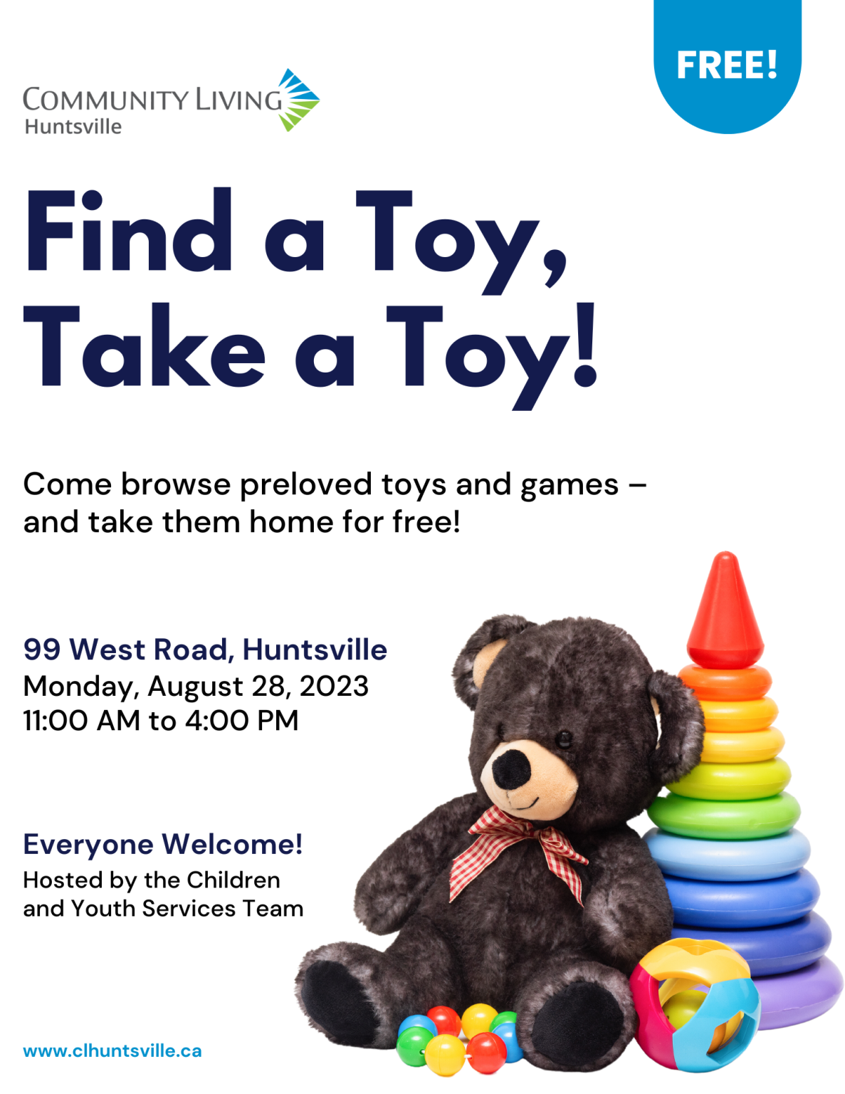 Find a Toy, Take a Toy Event - Community Living Huntsville